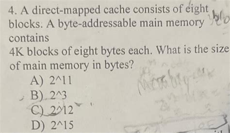 Solved A Direct Mapped Cache Consists Of Eight Blocks A Chegg