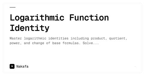 Logarithmic Function Identity Functions And Their Modeling
