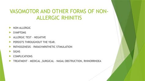 Vasomotor And Other Forms Of Non Allergic Rhinitis Newpptx