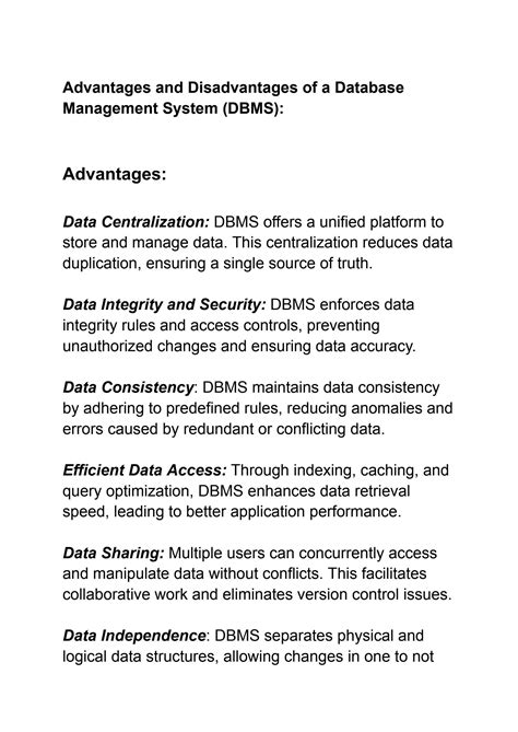 Solution Advantages And Disadvantages Of A Database Management System