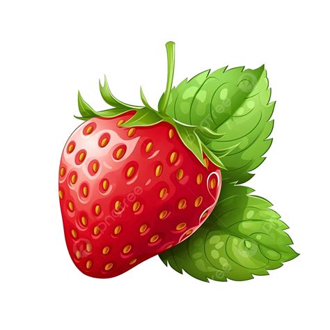 Cute Cartoon Green Leaf Of Red Berry Strawberry Strawberry Fruit Red
