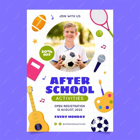 Free Vector Flat Design After School Activities Poster Template