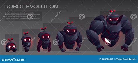 Robot Evolution Smart Industry Cyborg Systems Civil Or Military Android From Steel Exact Vector