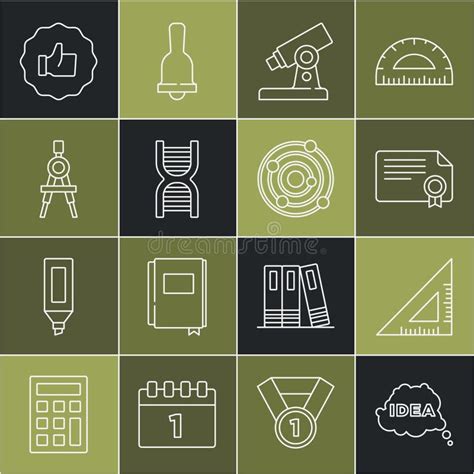 Set Line Idea Speech Bubble Triangular Ruler Certificate Template