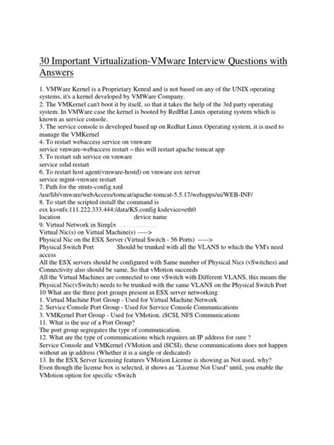 30 Important Virtualization Vmware Interview Questions With Answers Pdf V Mware Virtual