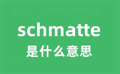 Schmatte是什么意思schmatte怎么读中文翻译是什么？学习力