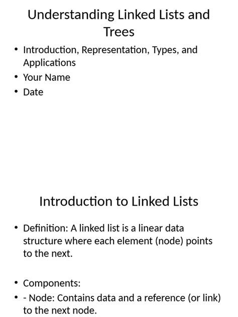 Linked Lists And Trees Presentation Pdf Pointer Computer