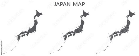 Japan Map Map Of Japan In Grey Set Stock Vector Adobe Stock