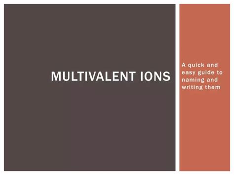 Ppt Multivalent Ions Powerpoint Presentation Free Download Id2732077