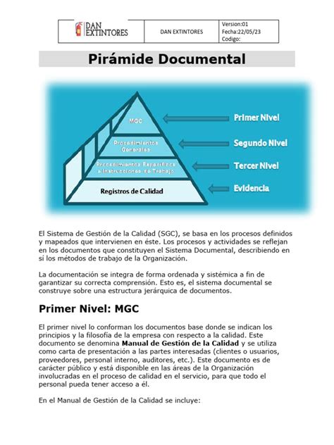 1 Piramide Documental Calidad Pdf Sistema De Manejo De Calidad
