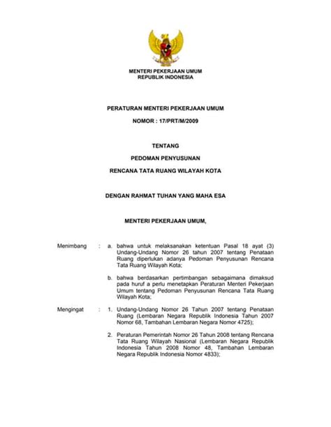 Pedoman Penyusunan Rencana Tata Ruang Wilayah Rtrw Kota Pdf