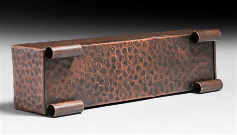 Chippewa Hammered Copper Rectangular Planter Vase C1920 California