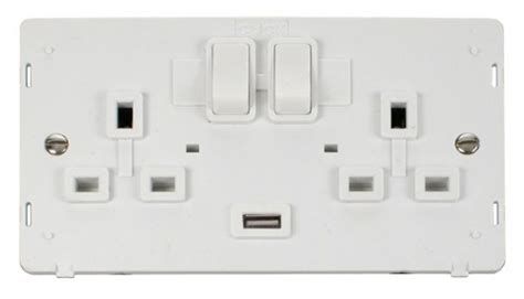 Scolmore Click Definity Sin770pw 2 Gang 13a Dp Switched Socket With 2