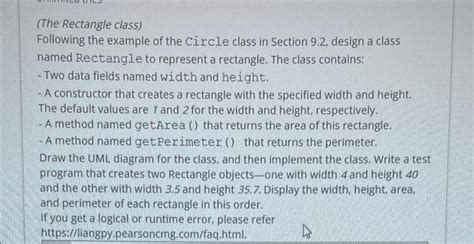 Solved The Rectangle Class Following The Example Of The Chegg