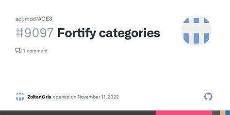 Fortify Categories · Issue 9097 · Acemodace3 · Github