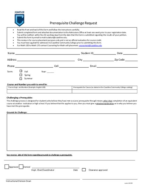 Prerequisite Evaluationchallenge Request Form Fill Out And Sign