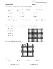 Function Notation Ws Doc NAME Function Notation DATE Evaluate The Following Expressions