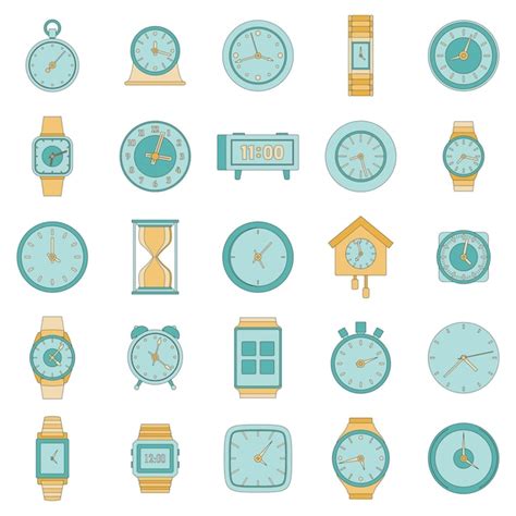 Premium Vector Time And Clock Icons Set Outline Illustration Of 25
