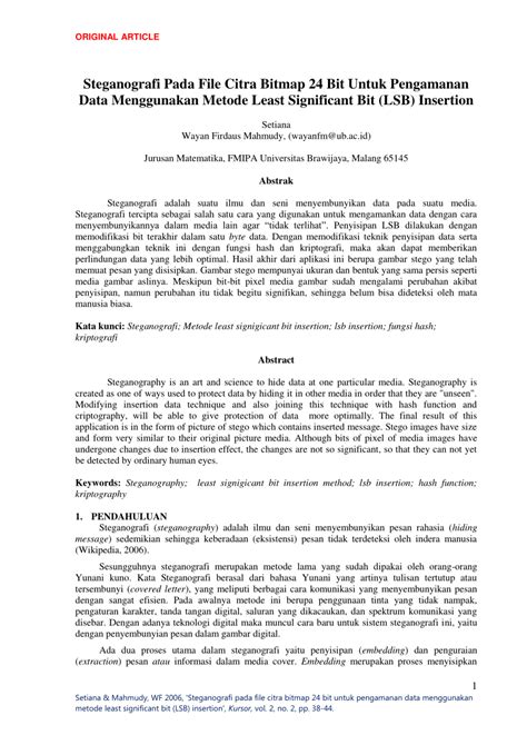 Pdf Steganografi Pada File Citra Bitmap 24 Bit Untuk Pengamanan Data