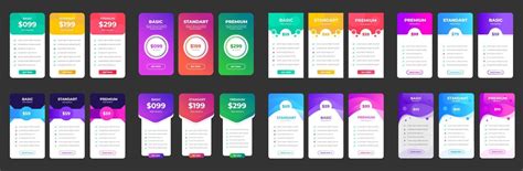 Ui Ux Pricing Design Tables With Tariffs Subscription Features Checklist And Business Plans Set