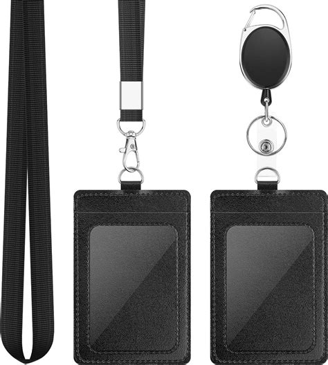 Dupencd Fabubu 2 Pack Badge Holders Vertical Pu Leather Id Badge Card