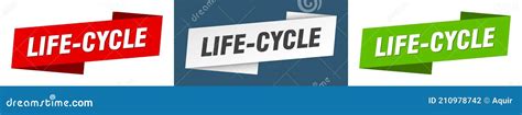 Life Cycle Banner Life Cycle Ribbon Label Sign Set Stock Vector