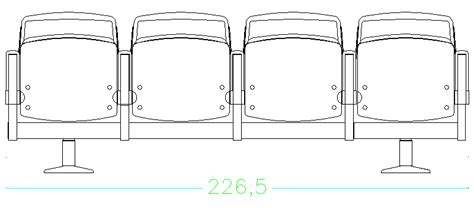 Bloques Autocad Gratis De Conjunto De Cuatro Butacas De Cine En Alzado