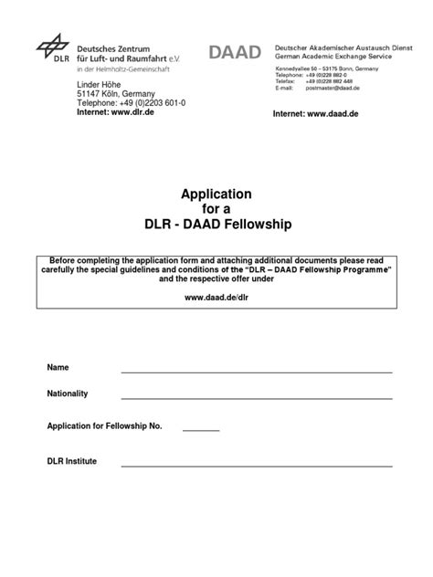 Dlr Daad Application Form 2009 Pdf