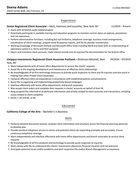 Registered Client Associate Resume Samples Velvet Jobs