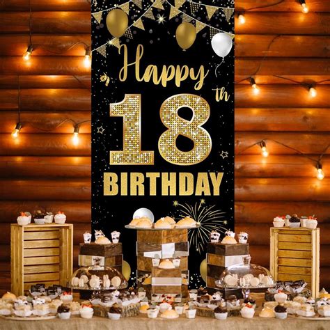 Thinkstar 18th Birthday Door Banner Backdrop Happy 18th Birthday