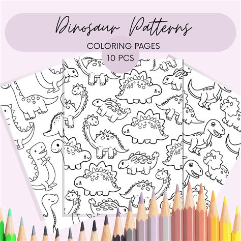 Dinosaur Pattern Coloring Pages 10 Relaxing Pdf Printable Sheets For