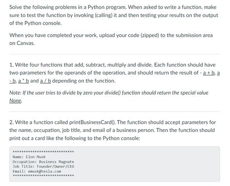 Solved Solve The Following Problems In A Python Program