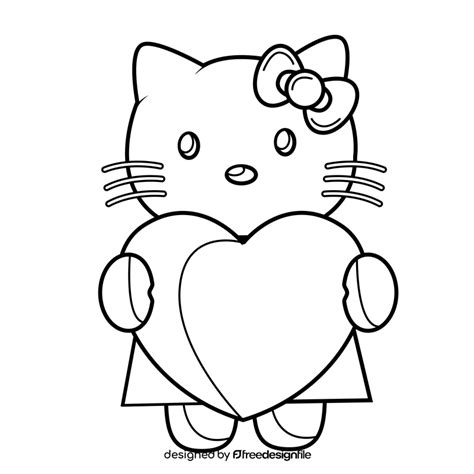 Hello Kitty Love Drawing Black And White Clipart Free Download