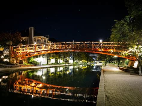 Premium Photo Beautiful Shot Of A Small Bridge At Night