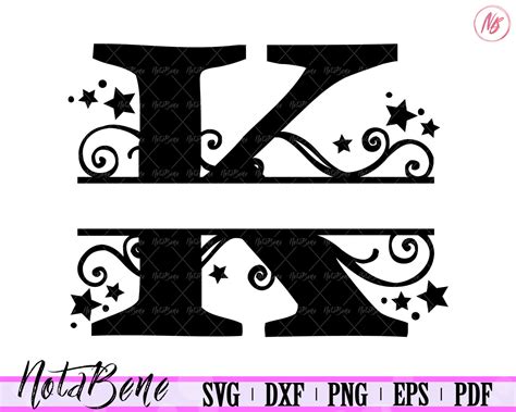 K Split Monogram Svg Split Letter K Svg Divided Initial K Etsy Canada