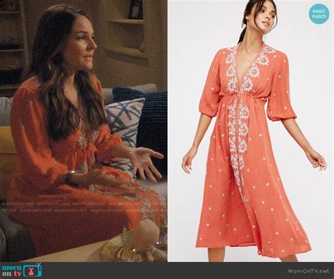 Wornontv Luisas Orange Embroidered Midi Dress On Jane The Virgin