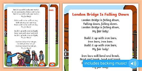 London Bridge Is Falling Down Song Poster Twinkl Twinkl
