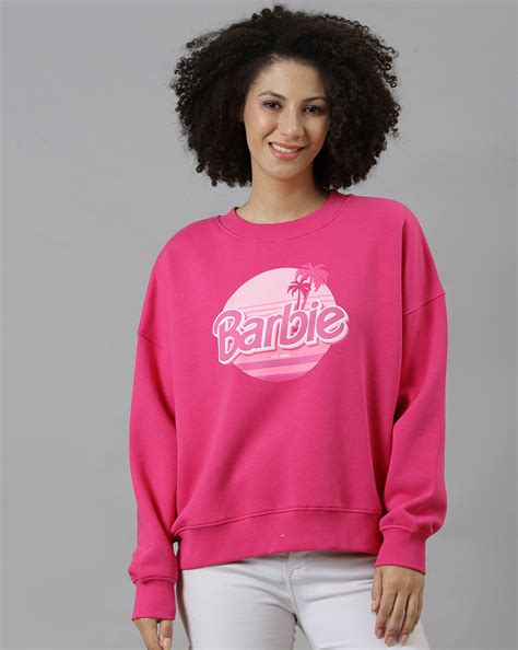 Barbie Pink Oversized Sweatshirt Women Free Authority