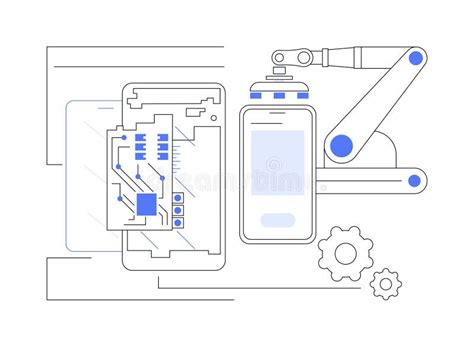 Smartphone Assembling Abstract Concept Vector Illustration Stock