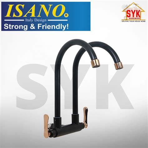 Syk Isano 1600ts Swan Neck Tap Wall Mounted Nano Black Kitchen Sink