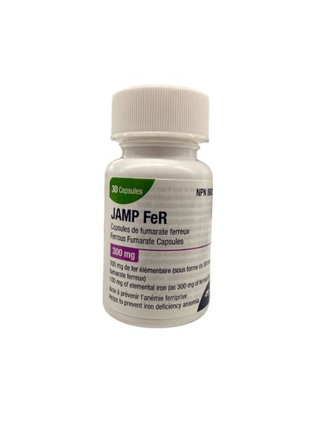 Ferrous Fumarate Jamp Fer 300mg 30 Caps Euro Fer Alternative Rxclinic Ca