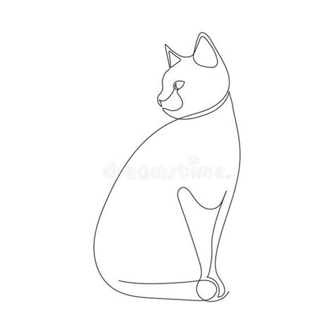 Cat Sitting One Continuous Line Drawing Simple Minimalist Abstract