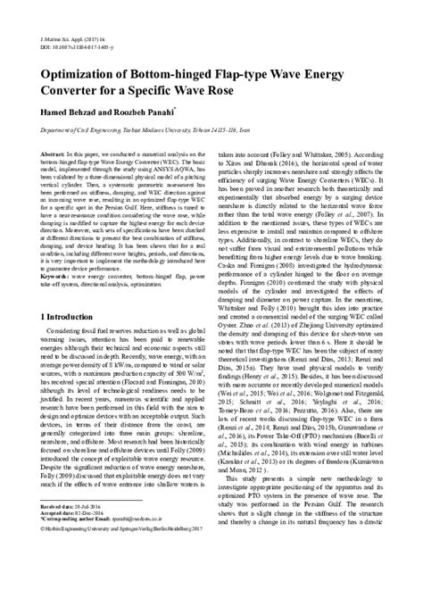 pdf optimization of bottom hinged flap type wave energy converter for