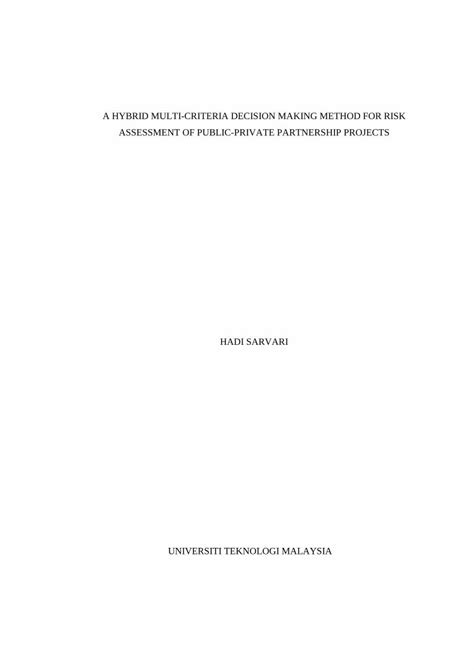Pdf A Hybrid Multi Criteria Decision Making Method Eprintsutmmyid