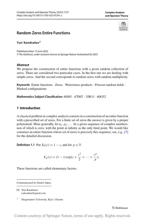 Random Zeros Entire Functions