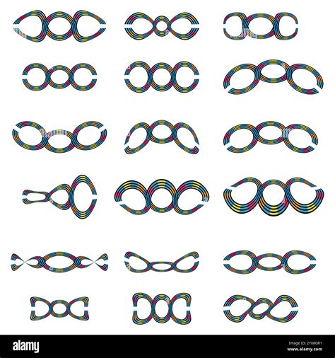 Colour Full Infinity Symbol With Different Shapes Two Stock Vector