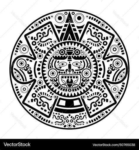 Simple Aztec Calendar Drawing