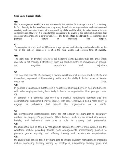 Ob Syed Sadiq Hussain Pdf Employment Behavioural Sciences