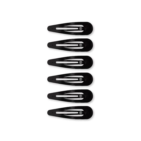 Jet Black Snap Clip 6ct In Black Teleties