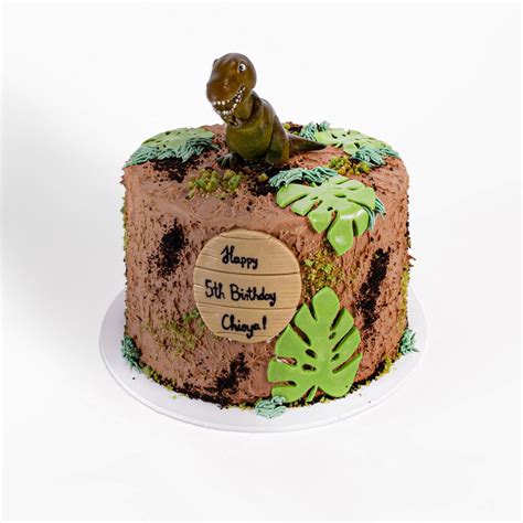 T Rex Birthday Cake Ideas Dinosaurs And Monstera Leaves Edible Fondant